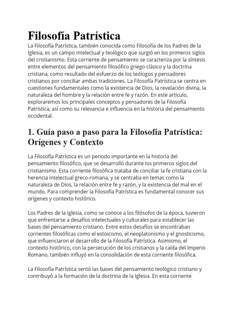 Filosofía Patrística: Fe y Razón | PDF | Teología | Padres de la iglesia