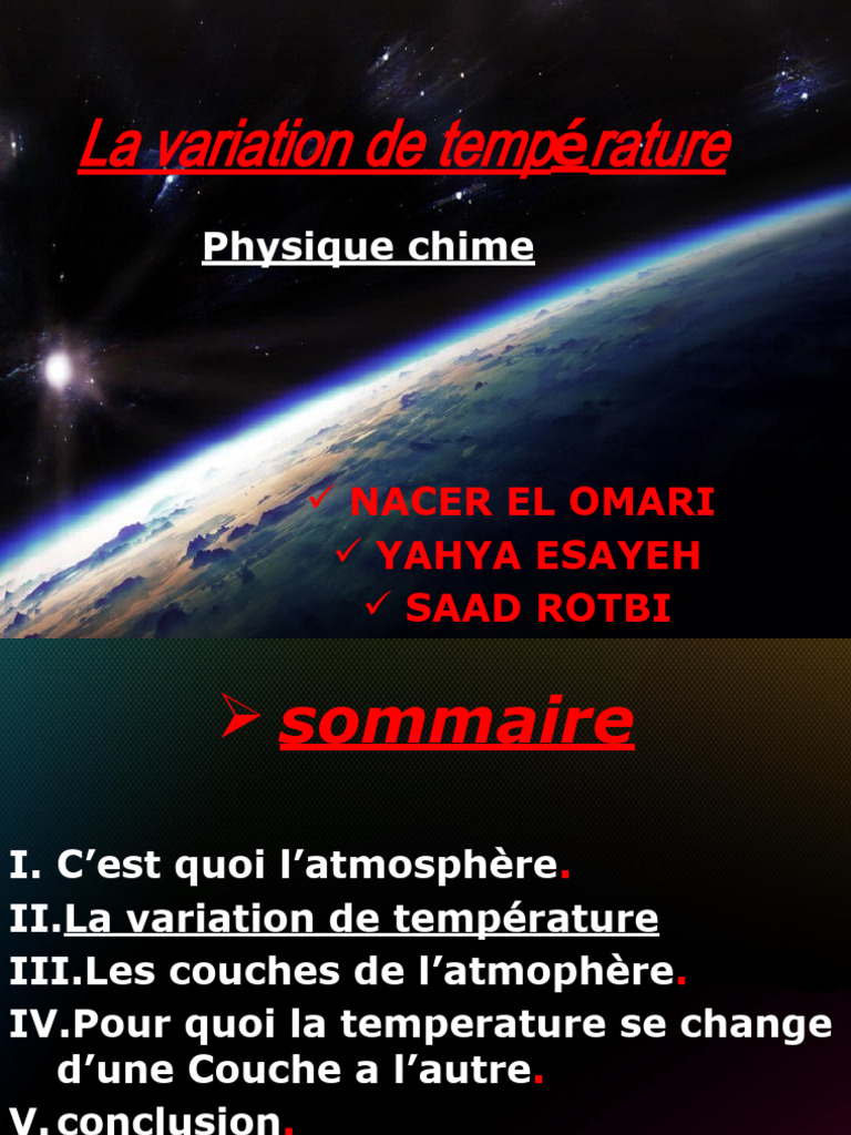 La Variation de Temperature | PDF | Atmosphère de la Terre | Troposphère