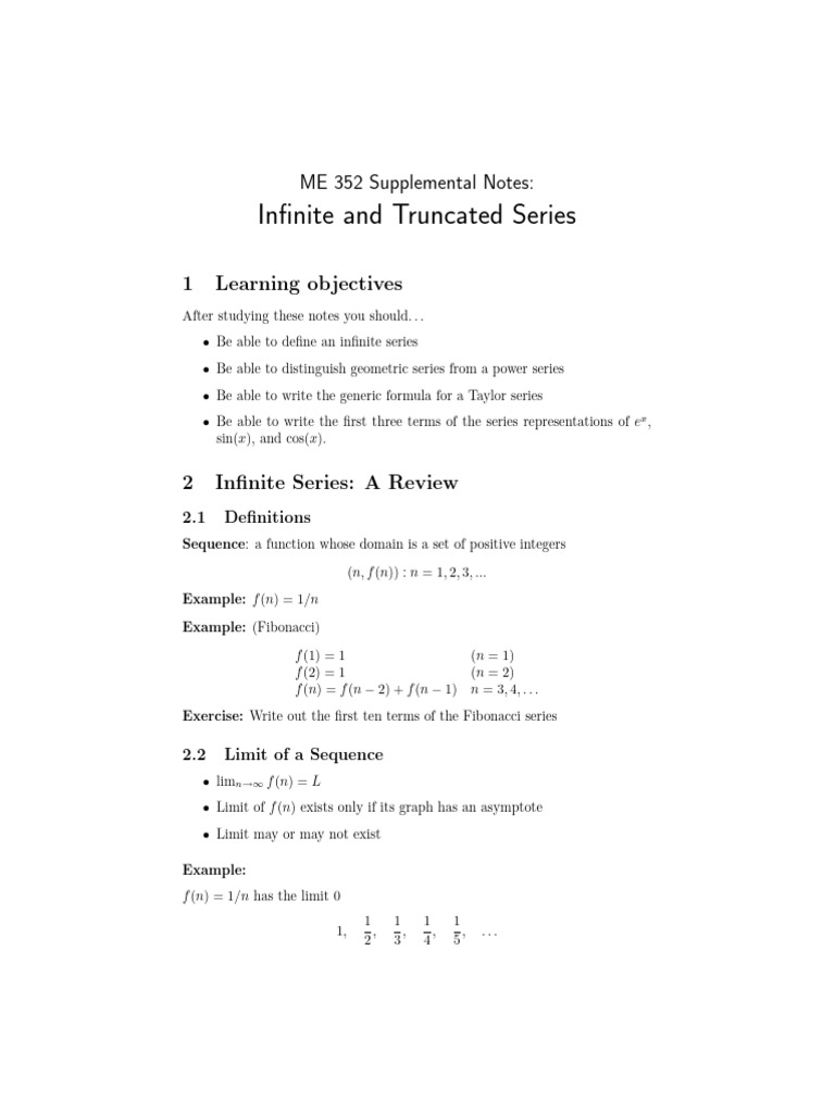 Infinite - and Truncated Series | PDF | Sequence | Series (Mathematics)