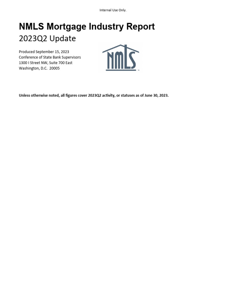 NMLS Mortgage Entities Q2 2023 Report | PDF | License | Federal Deposit ...