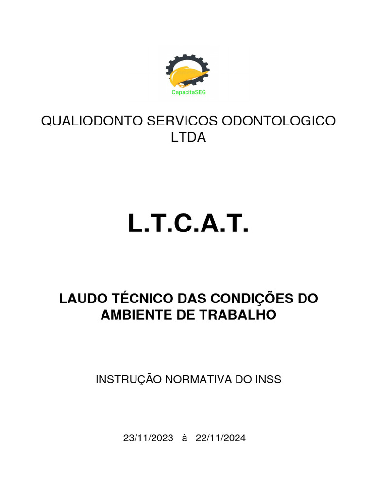 LTCAT Qualiodonto 2024: Laudo Técnico | PDF | Radiação | Odontologia