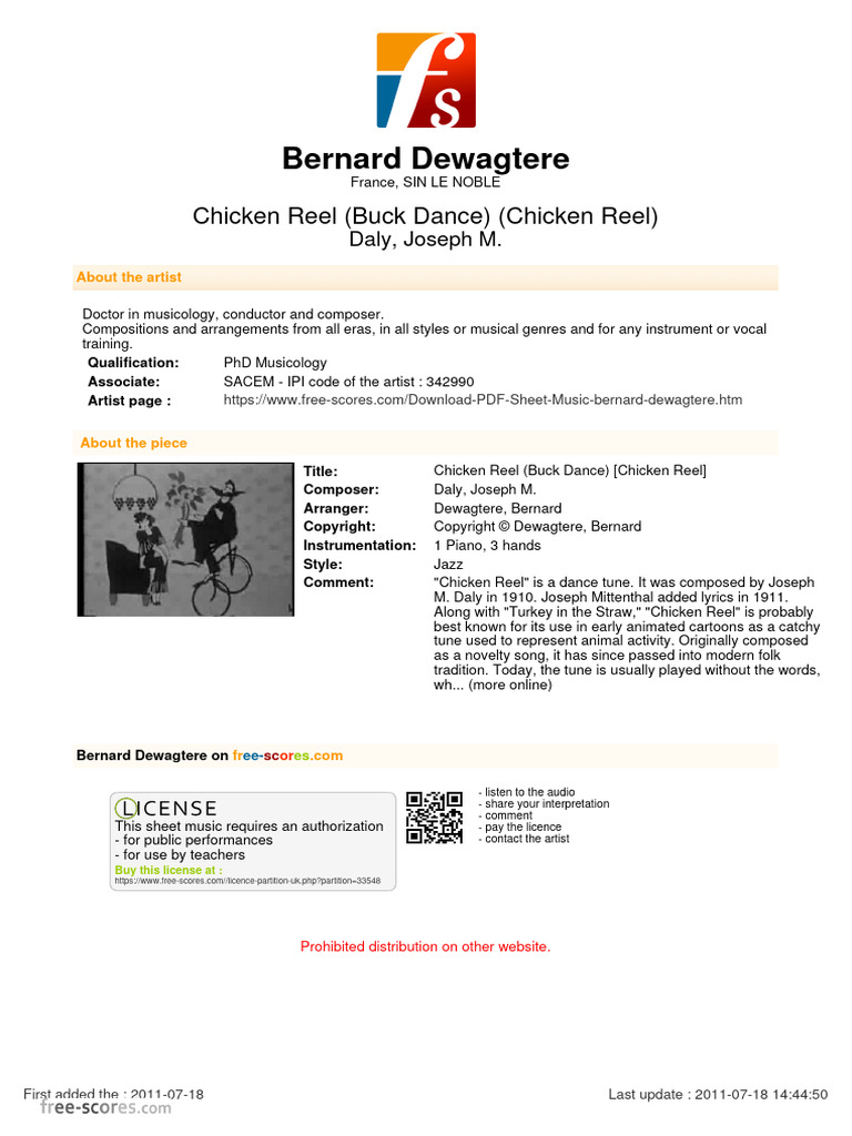Daly Joseph M Chicken Reel Histoires Sans Paroles 33548 | PDF | Folk Music | Musical Compositions