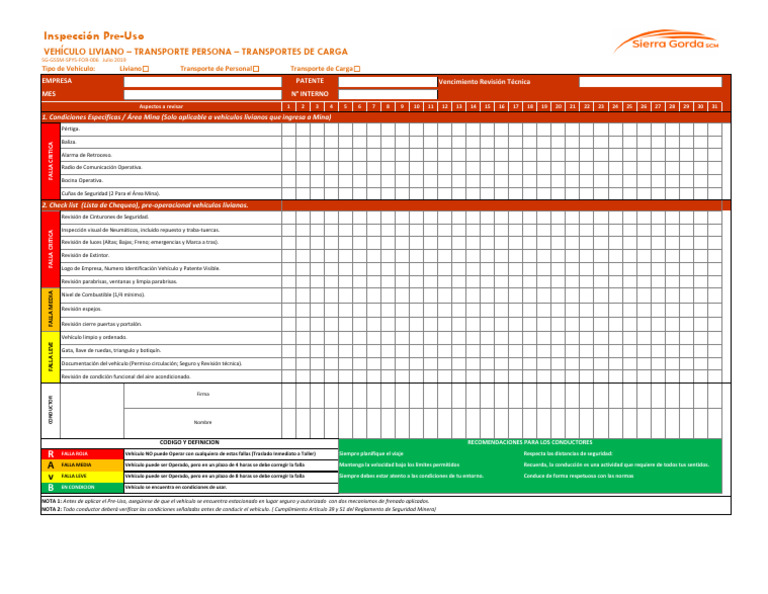 Check List Vehiculo Liviano | PDF | Neumático | Vehículos terrestres Check List Vehiculo Liviano | PDF | Neumático | Vehículos terrestres