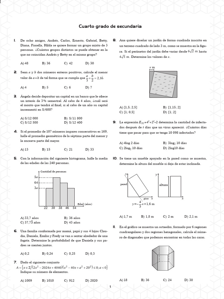 Simulacro Conamat 4º | PDF