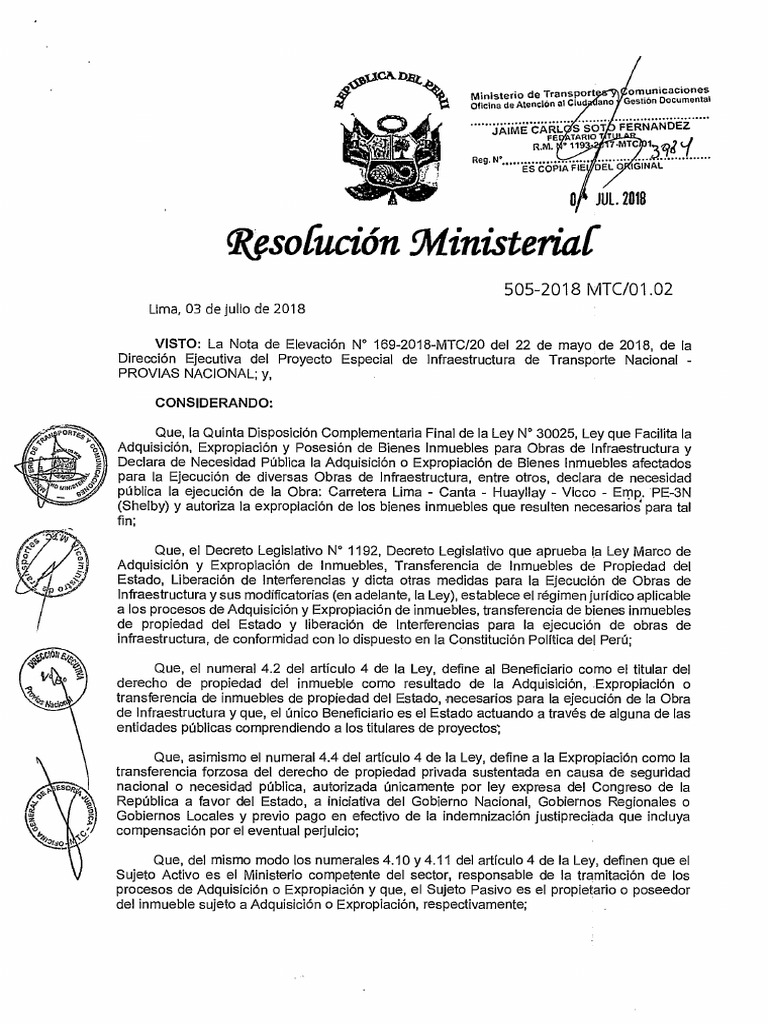 RM 505-2018-MTC 01.02 | PDF