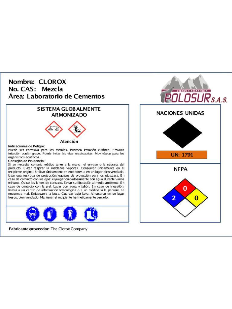 Etiqueta Clorox | PDF