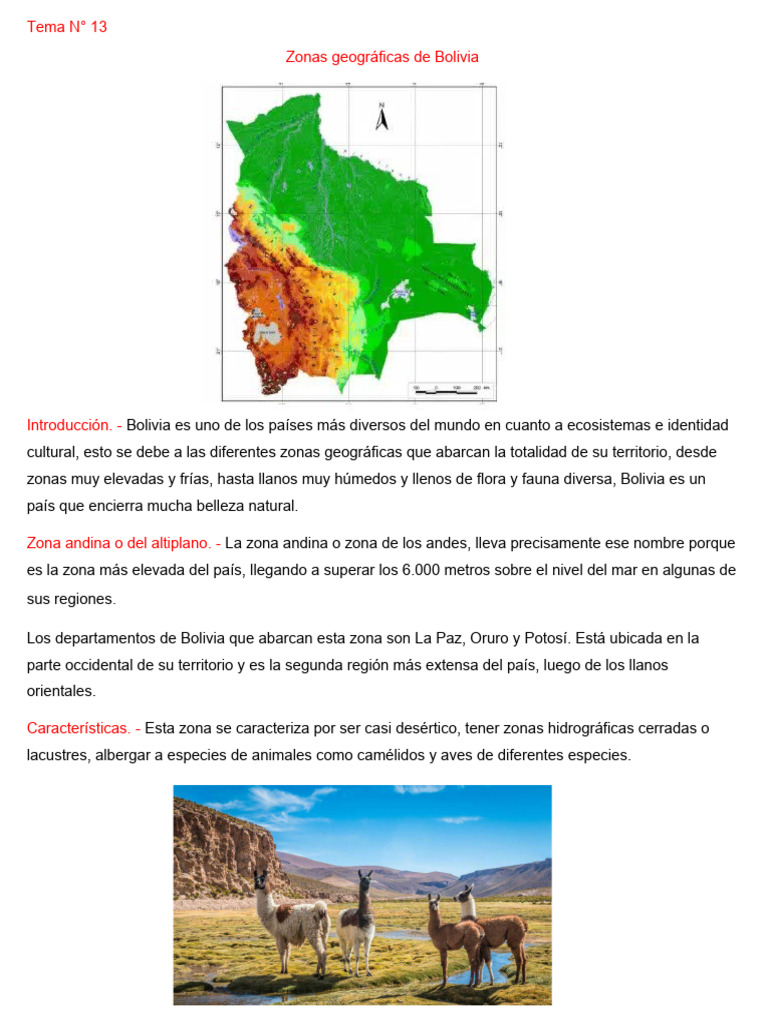 Tema N°12 Zonas Geográficas de B | PDF | Bolivia | Andes
