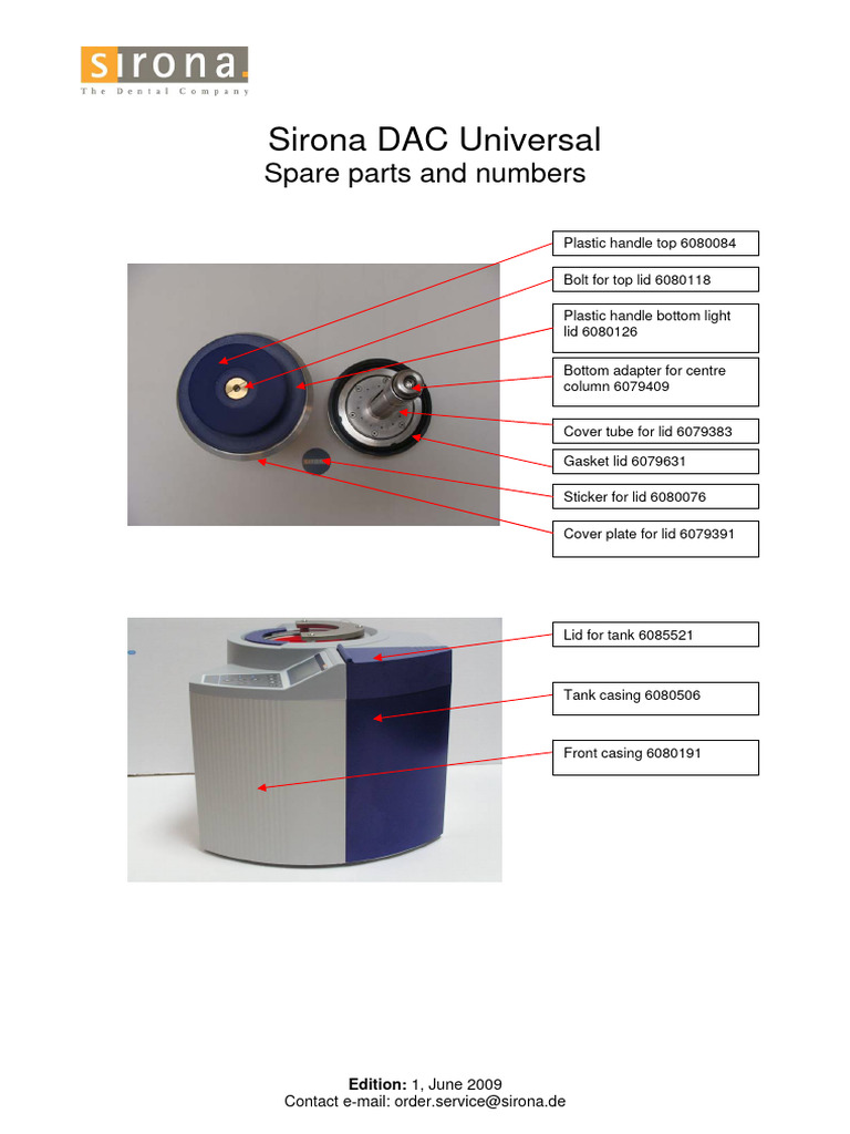 Sirona DAC Universal Parts List | PDF | Valve | Screw