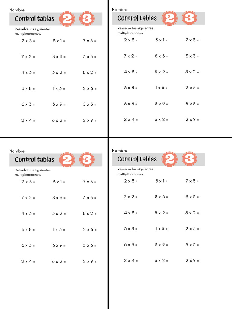 Control de Tablas de Multiplicar | PDF
