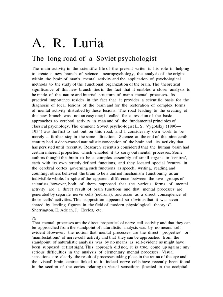 Luria | PDF | Psychology | Experience