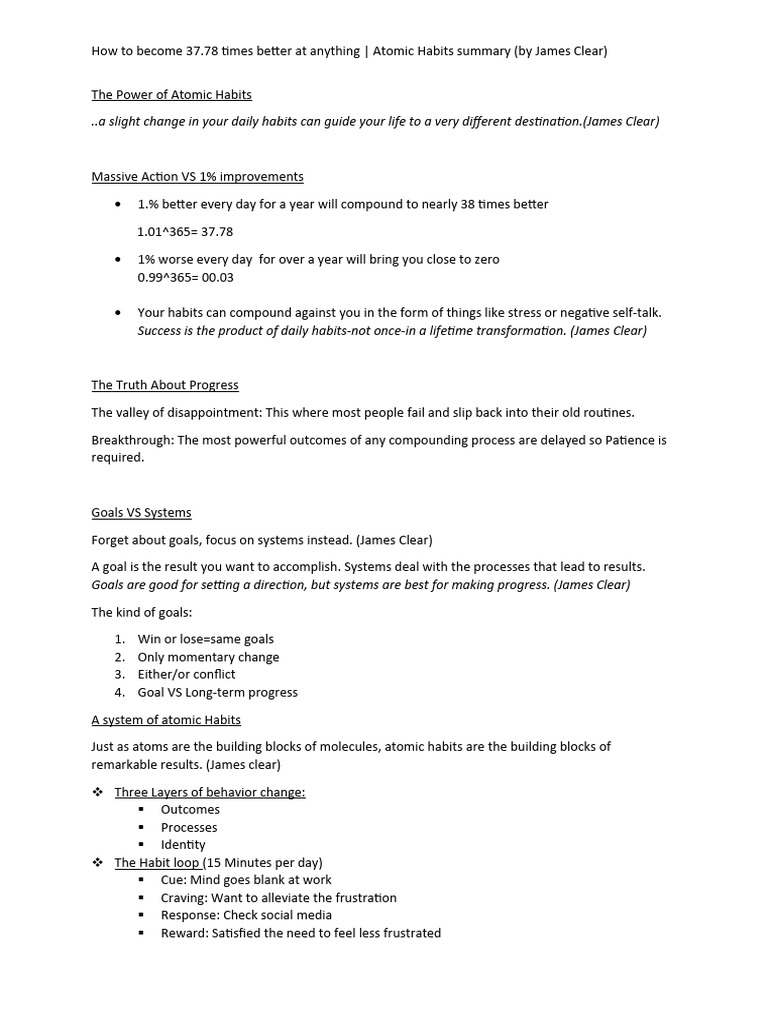 Atomic Habits: 37.78 Times Better | PDF | Habits | Motivation