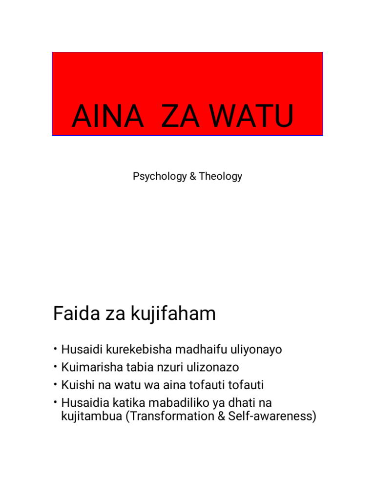 Aina Za Watu | PDF