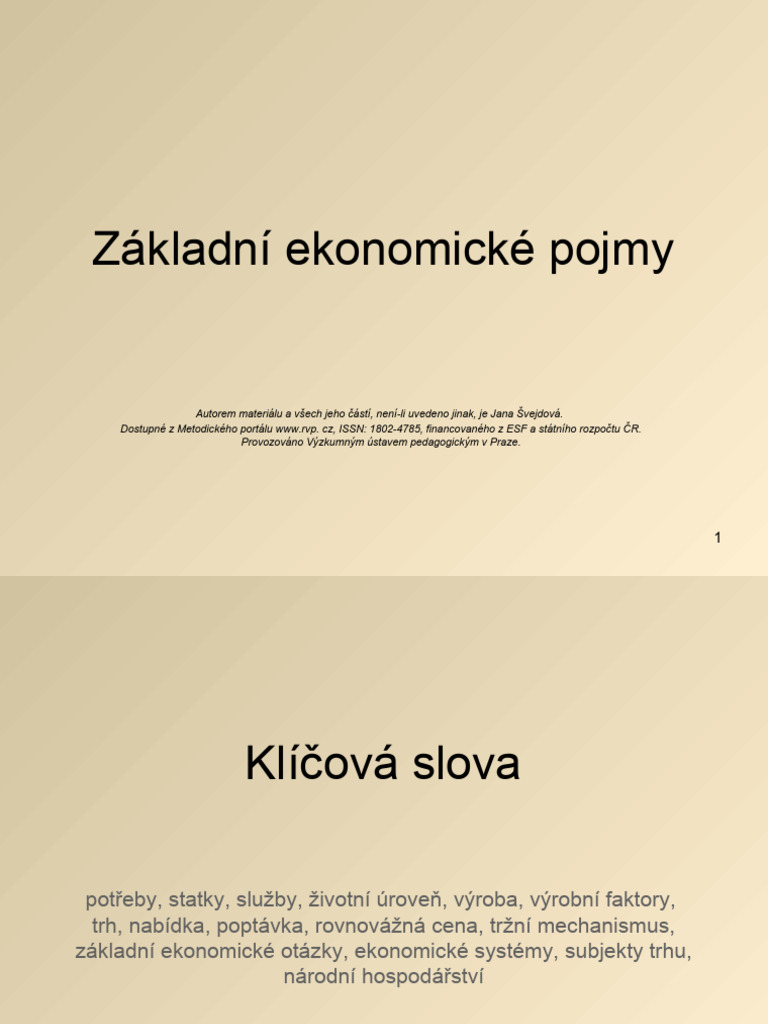 Základní Ekonomické Pojmy | PDF