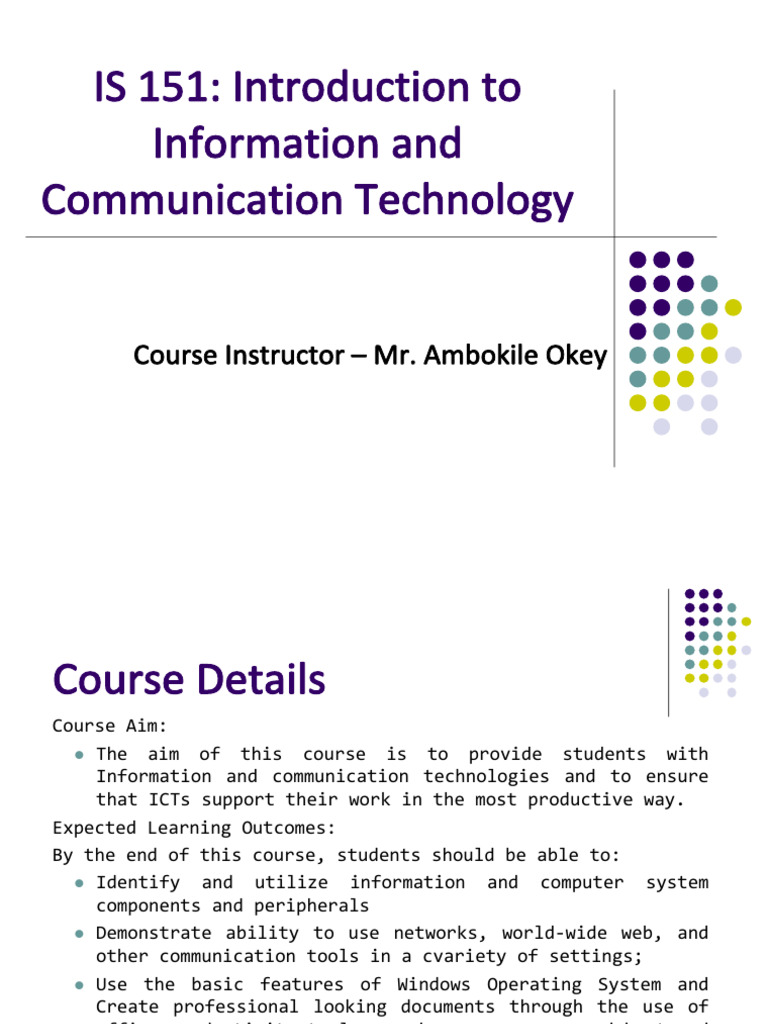 IS 151: Introduction To Information and Communication Technology | PDF ...
