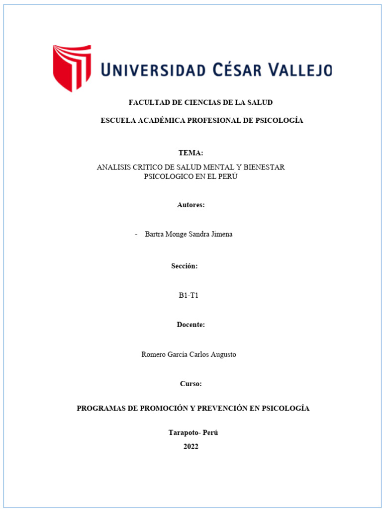 Analisis Critico Salud Mental Pdf Salud Mental Mente