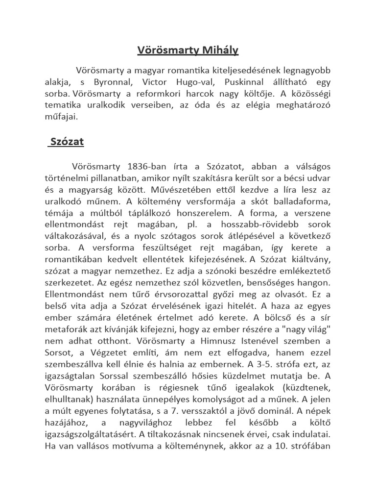 Vörösmarty Mihály, Szózat | PDF