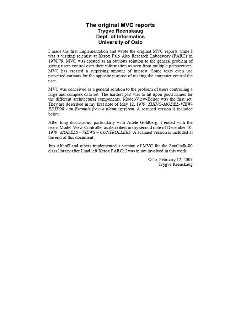 MVC Paper | PDF | Model–View–Controller | Method (Computer Programming)