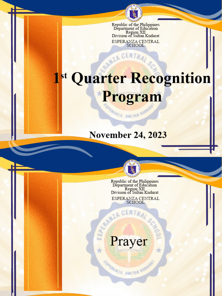 1st Quarter Recognition Program Grade 4 Mangosteen S.Y. 2023 2024 | PDF | Philippines | Public ...