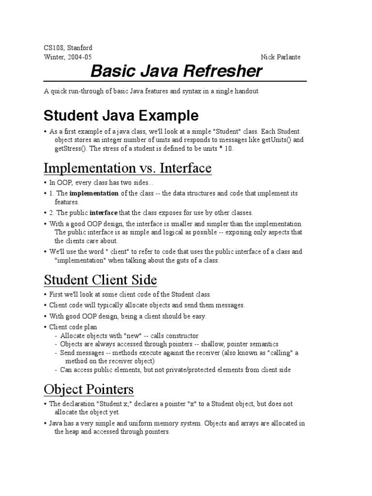 Basic Java Refresher | PDF | Constructor (Object Oriented Programming ... Basic Java Refresher | PDF | Constructor (Object Oriented Programming ...