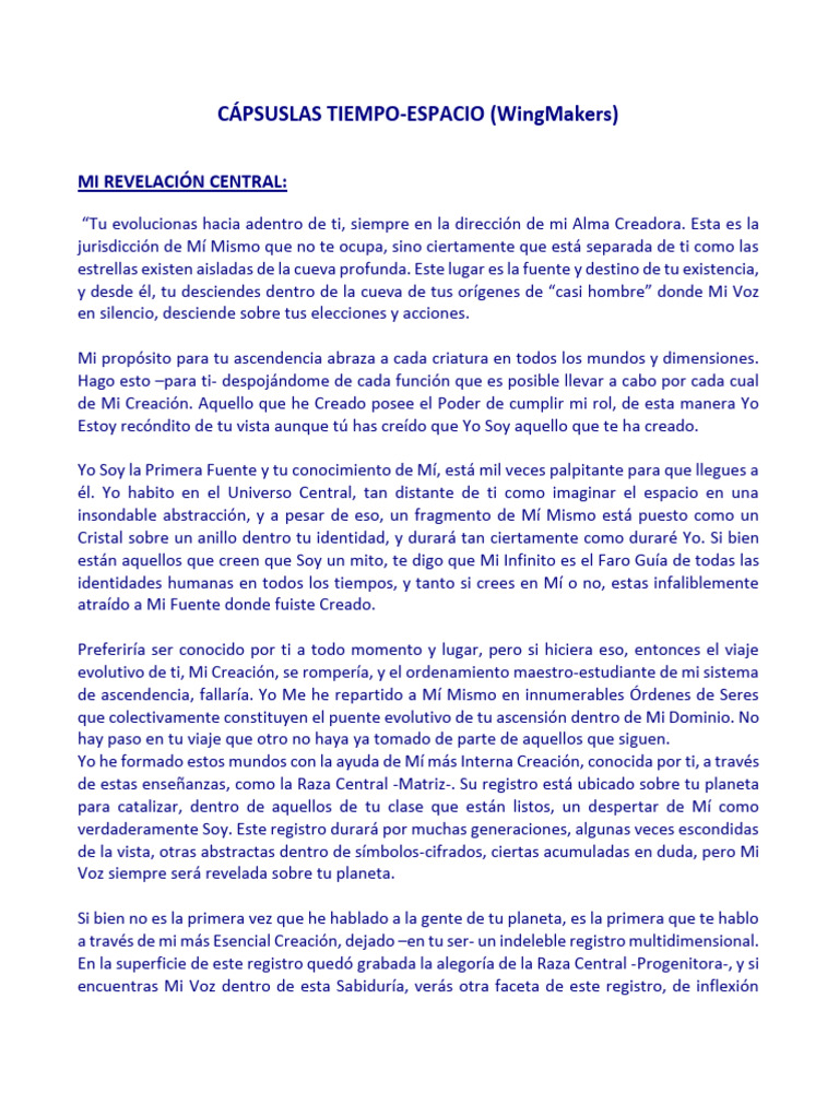 CÁPSUSLAS de TIEMPO WingMakers | PDF | Universo