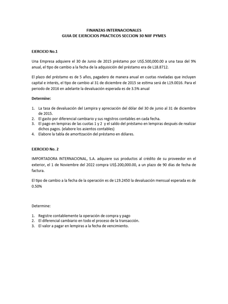 Seccion Niif 30-Ejercicios Tarea 15% | PDF | Crédito | Finanzas y administración del dinero