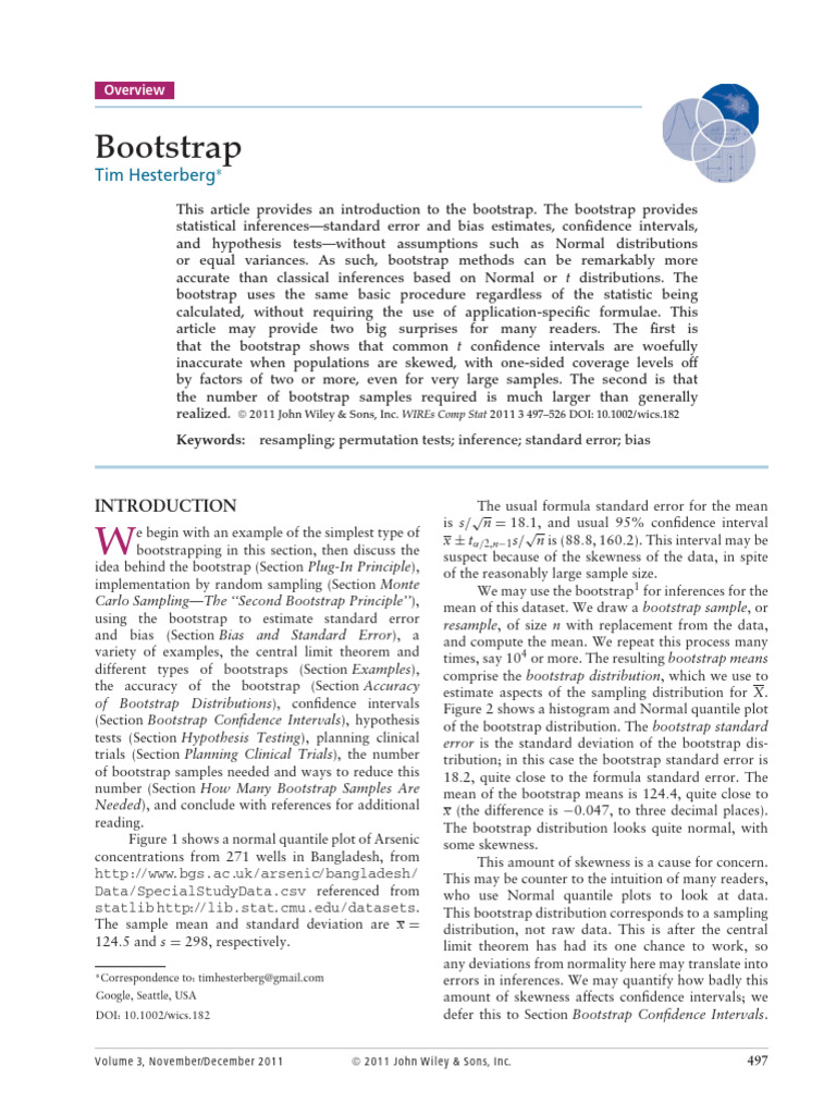 WIREs Computational Stats - 2011 - Hesterberg - Bootstrap | PDF | Bootstrapping (Statistics ...