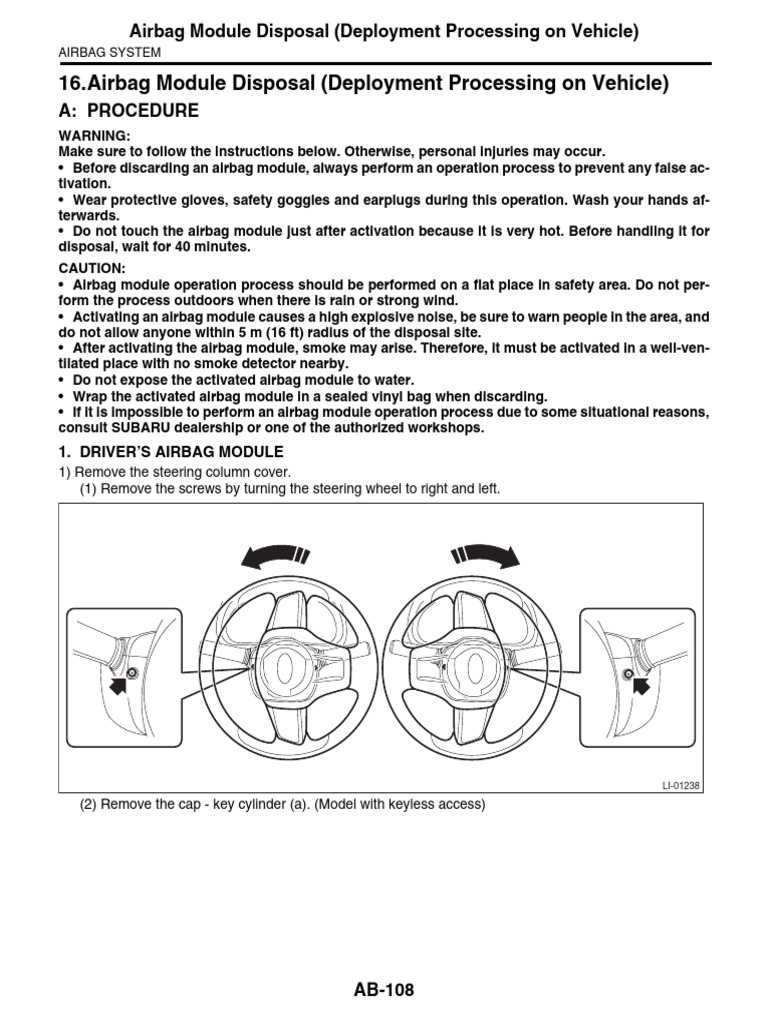 16 Airbag Module Disposal Deployment Processing On Vehicle | PDF ...