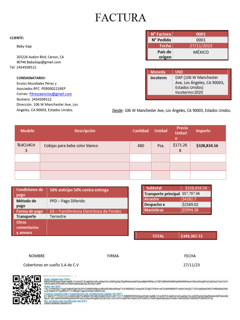 Factura DAP FINAL | PDF | Negocios Internacionales | Economias
