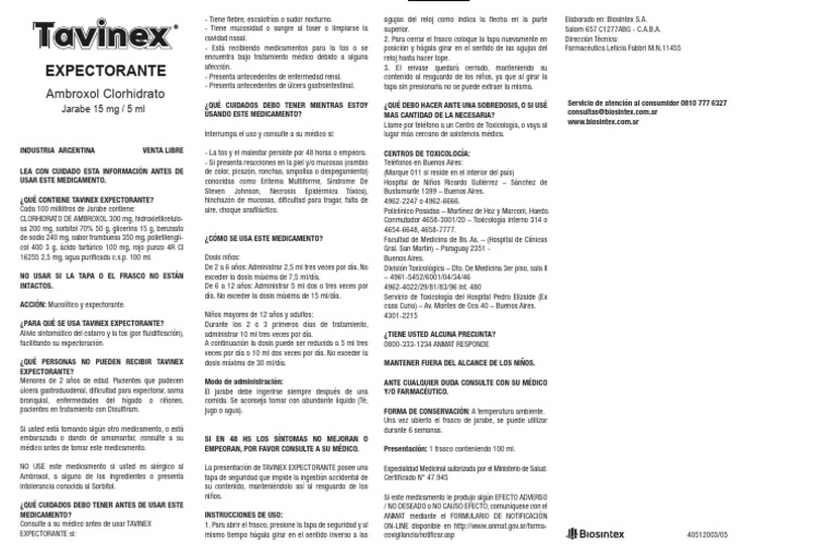 v05 Prospecto Web Tavinex Jbe | PDF | Medicamentos con receta | Asma