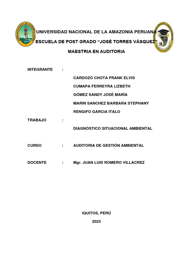 Diagnostico Situacional Ambiental Gru - 3 | PDF | Alcantarillado | Perú