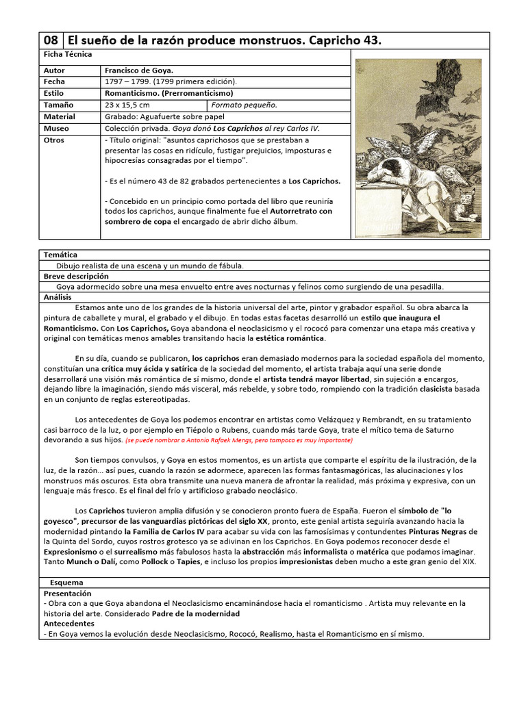 06 Goya El Sueño de La Razón Produce Monstruos | PDF | Francisco Goya ...