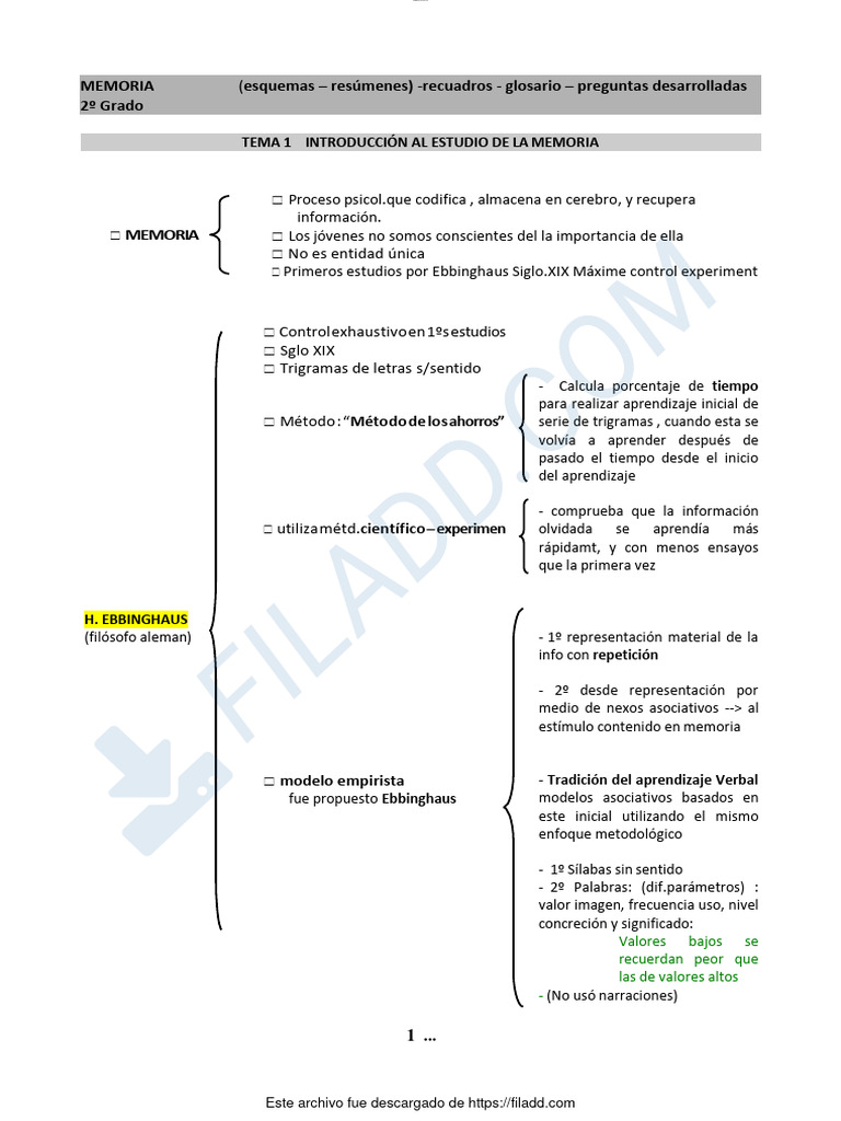 Psicologia De La Memoria Pdf Memoria Las Emociones