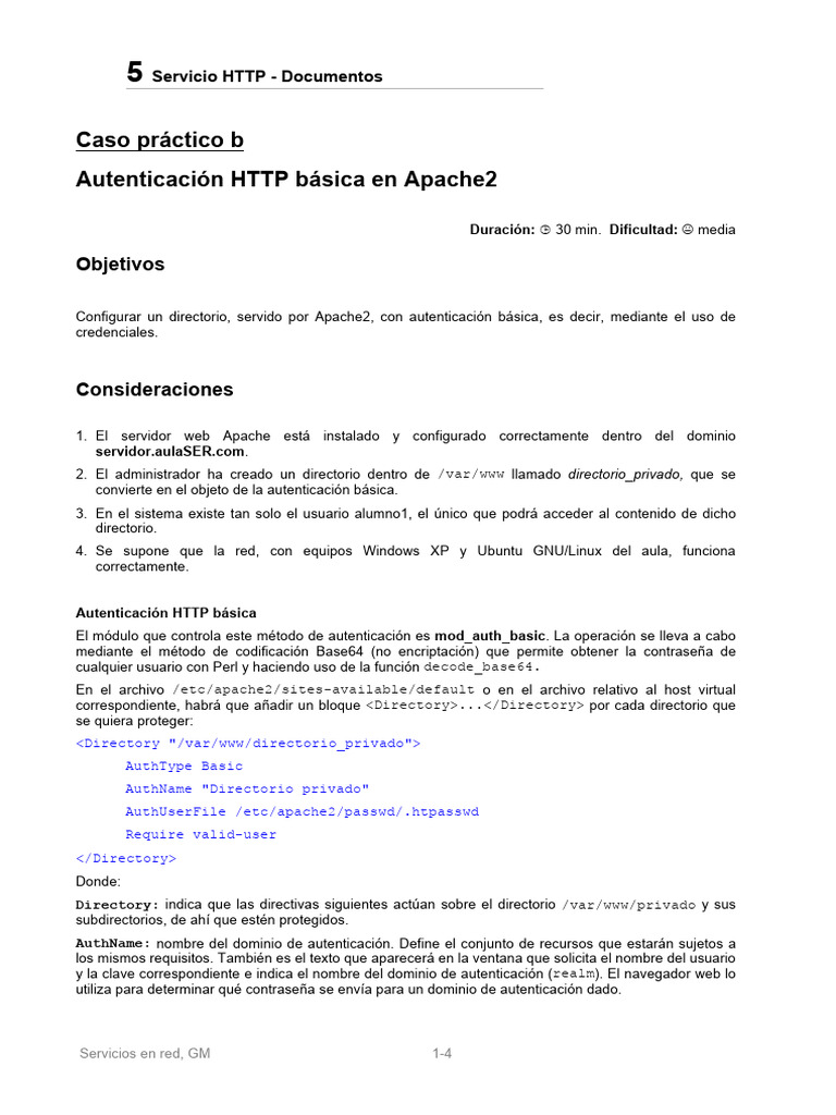 SMR SER 05 HTTP Caso Practico B | PDF | Autenticación | Servidor HTTP Apache