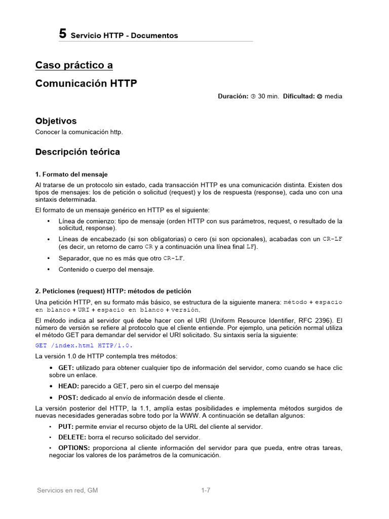 SMR SER 05 HTTP Caso Practico A | PDF | Redes | Internet y web