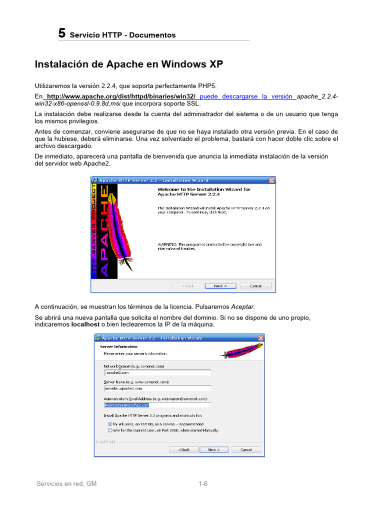 SMR SER 05 HTTP Apache Windows | PDF | Servidor HTTP Apache | Servidor web