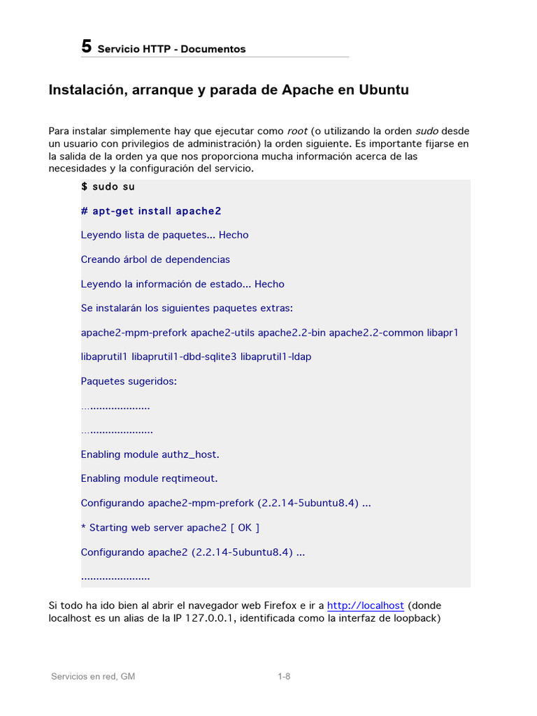 SMR SER 05 Servidor Apache2 Ubuntu | PDF | Servidor HTTP Apache | Redes