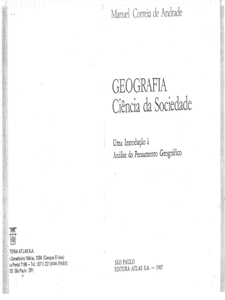 Andrade Manuel Correia De Geografia Ciência Da Sociedade Uma