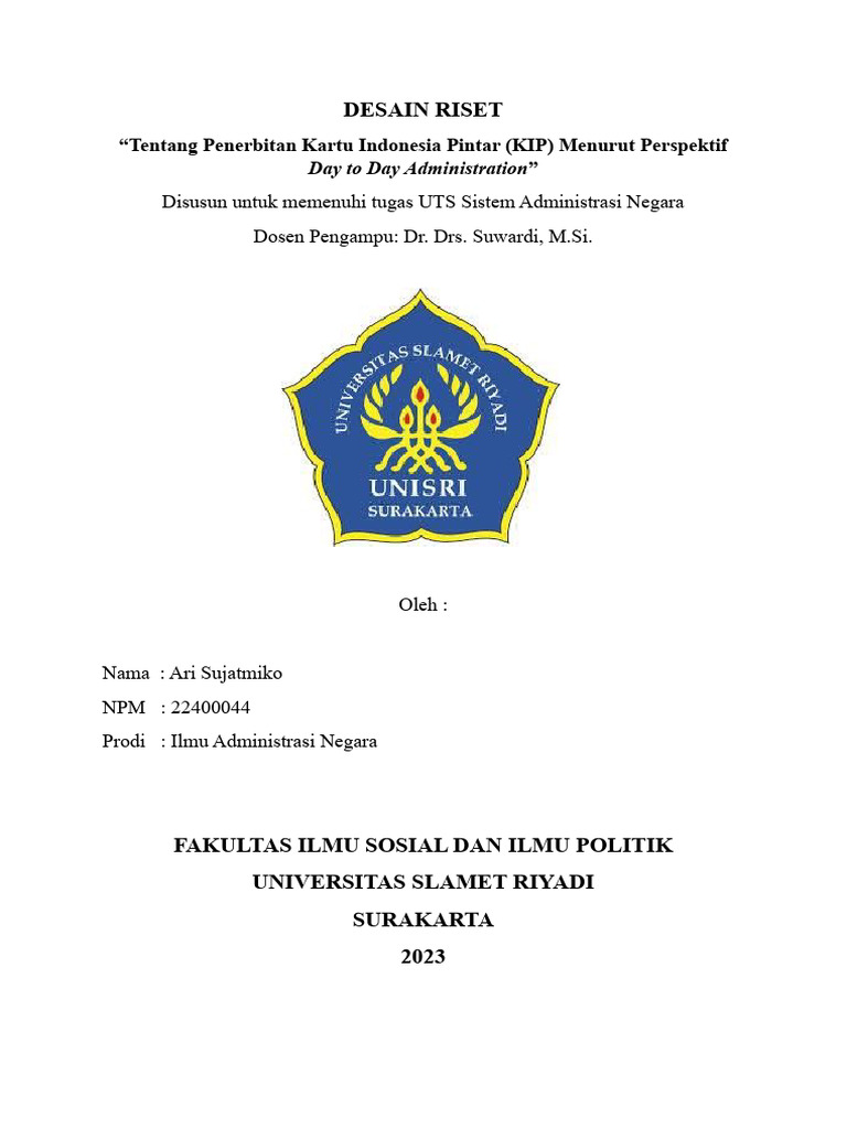 Desain Riset UTS - Ari Sujatmiko - 22400044 | PDF