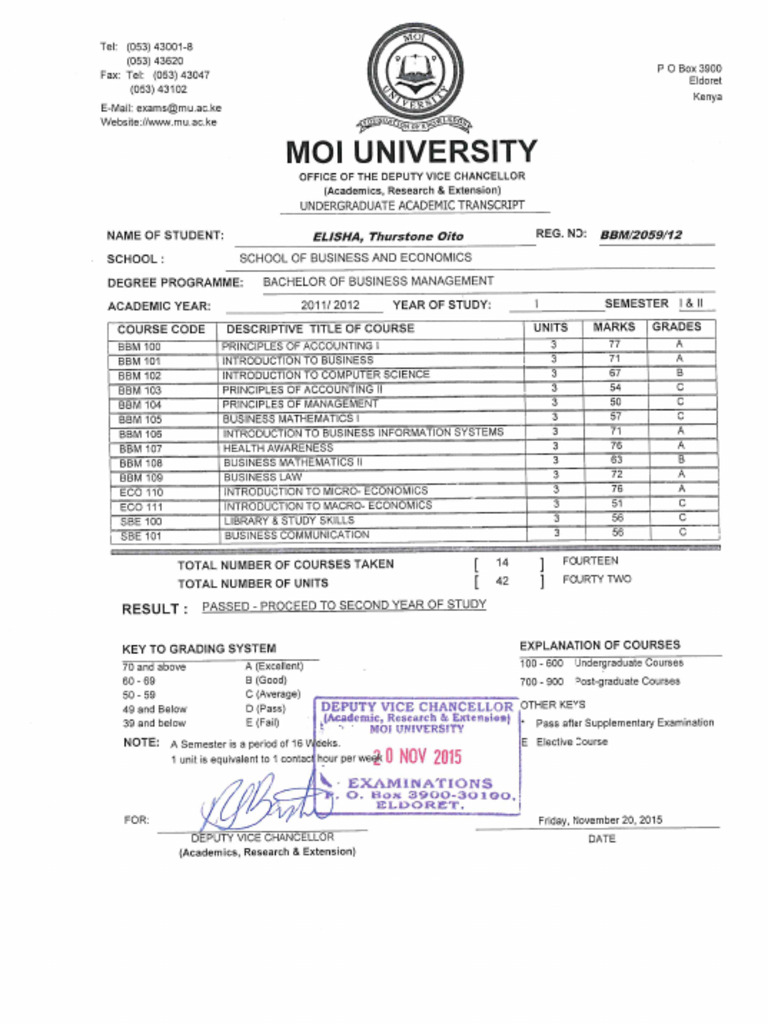 1st Year Transcript 1 | PDF