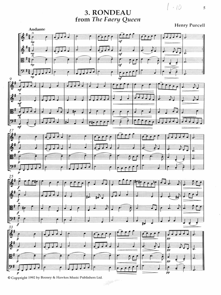 Rondeau Henry Purcell - Sibelius Piece 3 | PDF