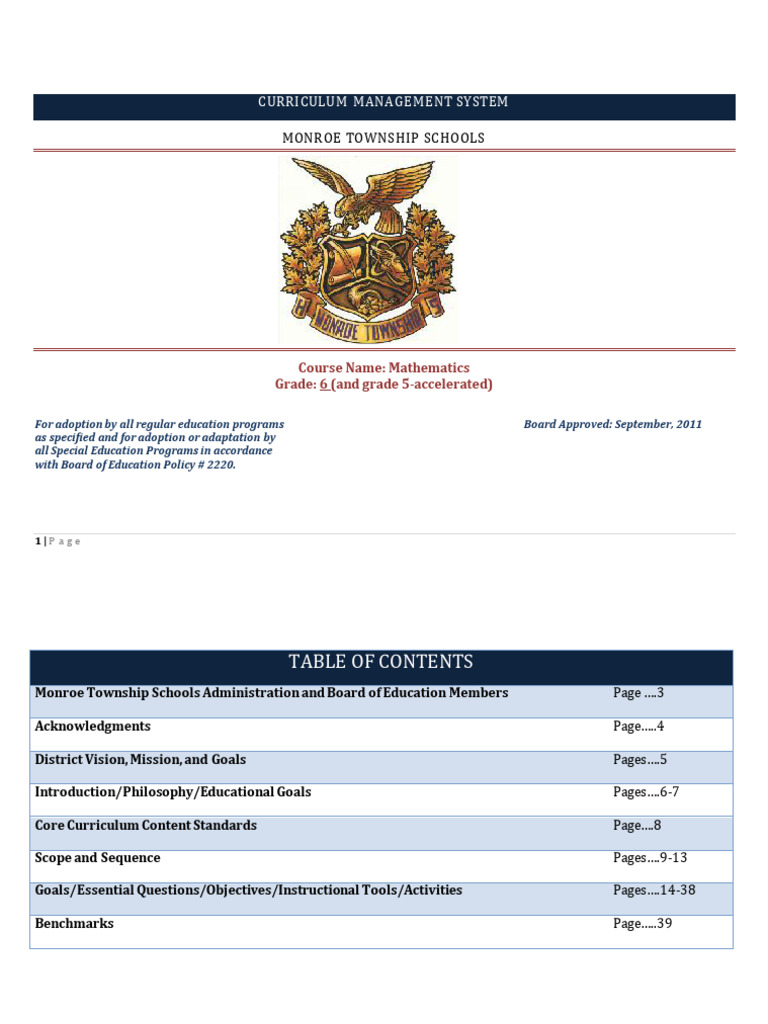 Grade 6 Mathematics Curriculum | PDF | Numbers | Area