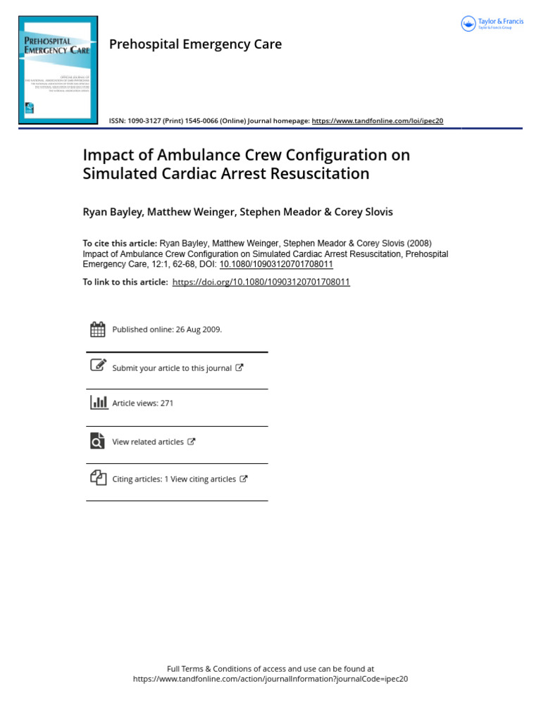 Impact of Ambulance Crew Configuration | PDF | Cardiopulmonary ...