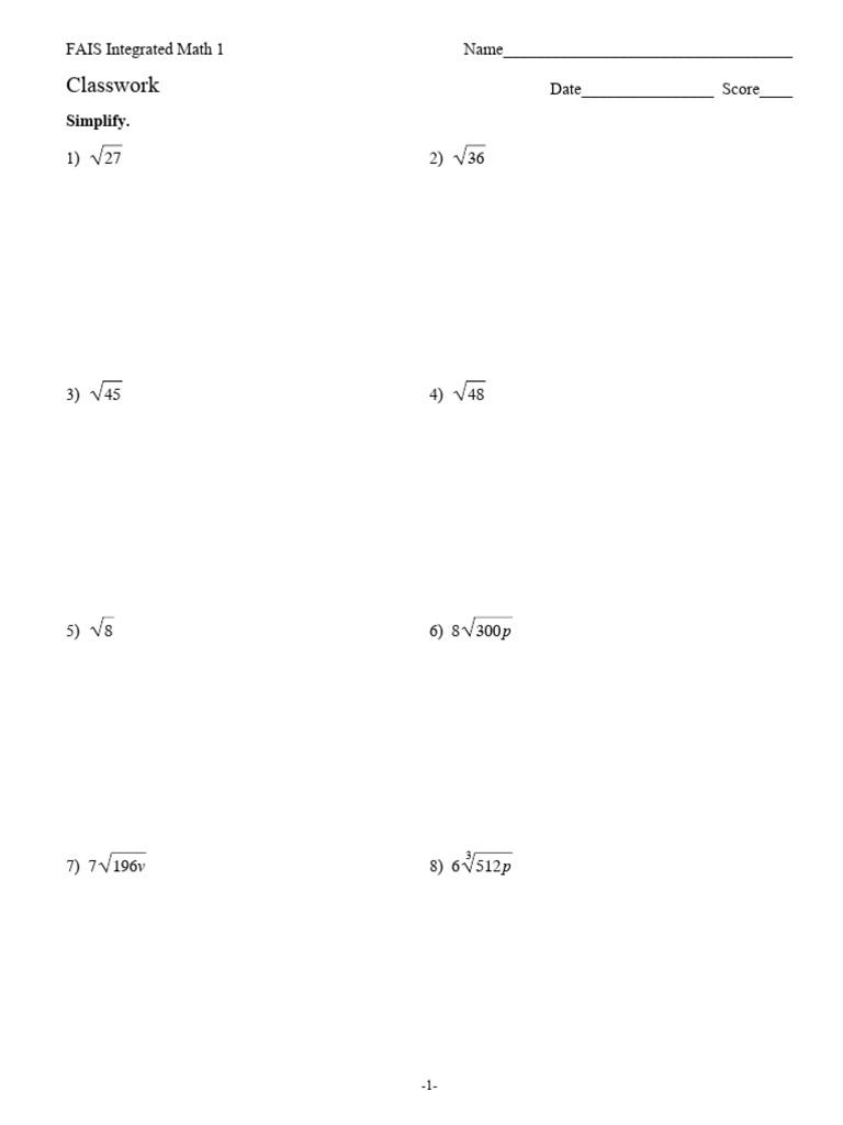 Simplifying Radicals | PDF