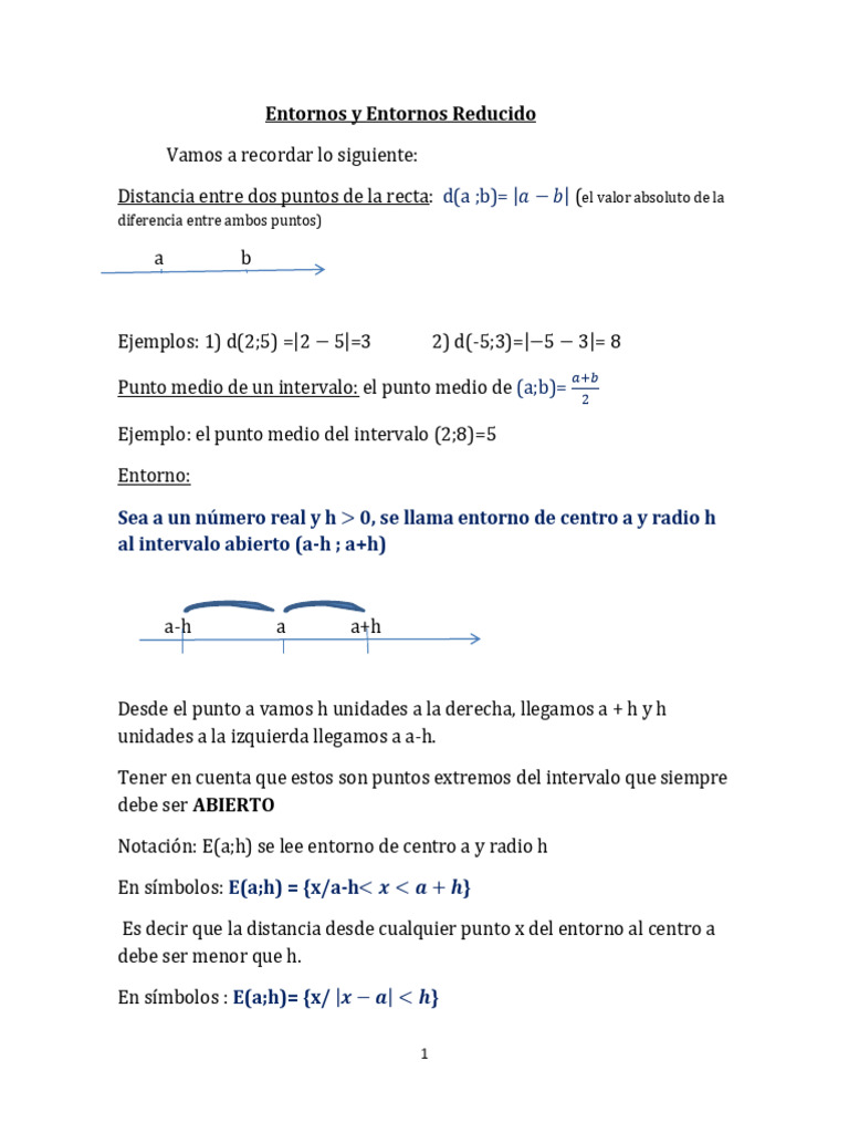 Entornos y Entornos Reducido | PDF | Intervalo (Matemáticas) | Matemáticas
