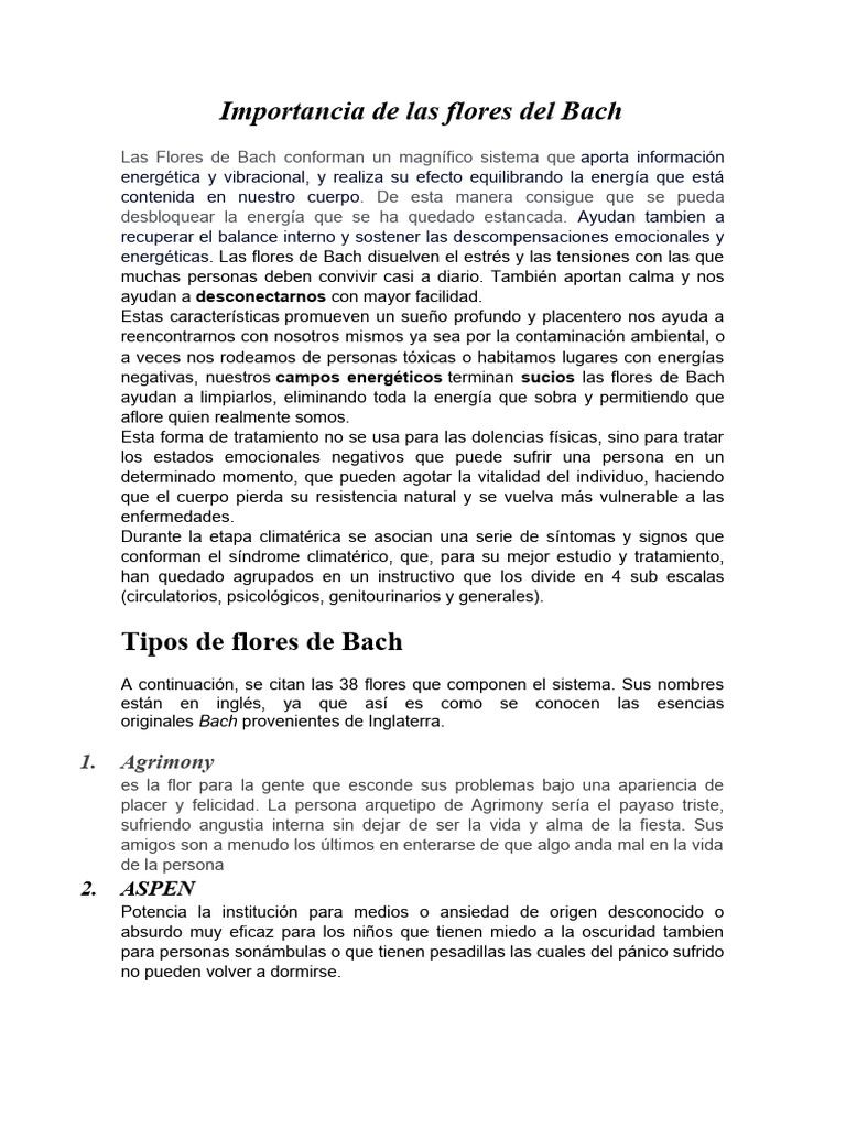 Las Flores de Bach Conforman Un Magnífico Sistema Que | PDF | Las ...