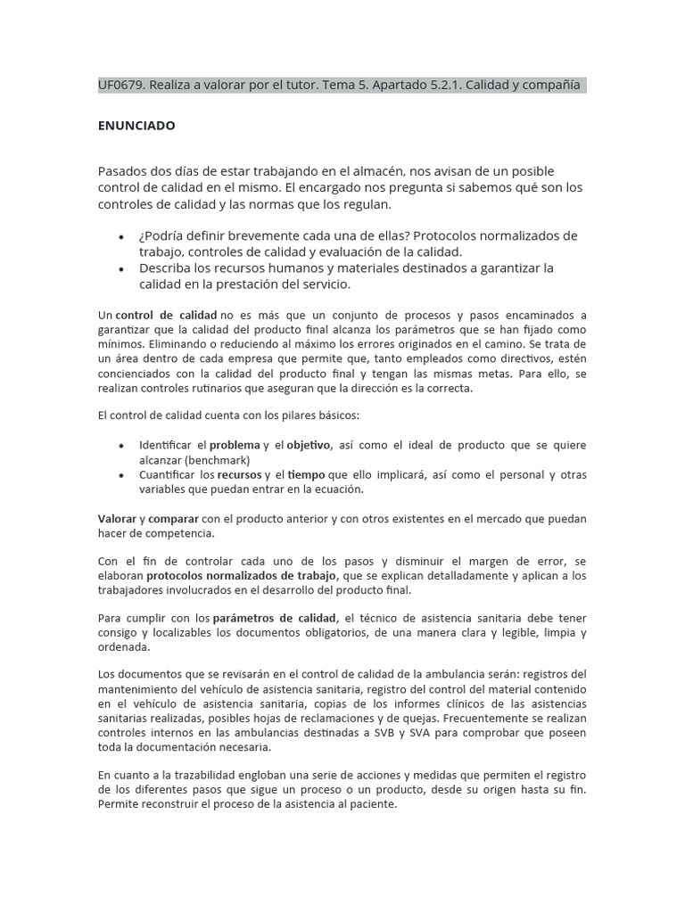 UF0679. Realiza A Valorar Por El Tutor. Tema 5. Apartado 5.2.1. Calidad ...