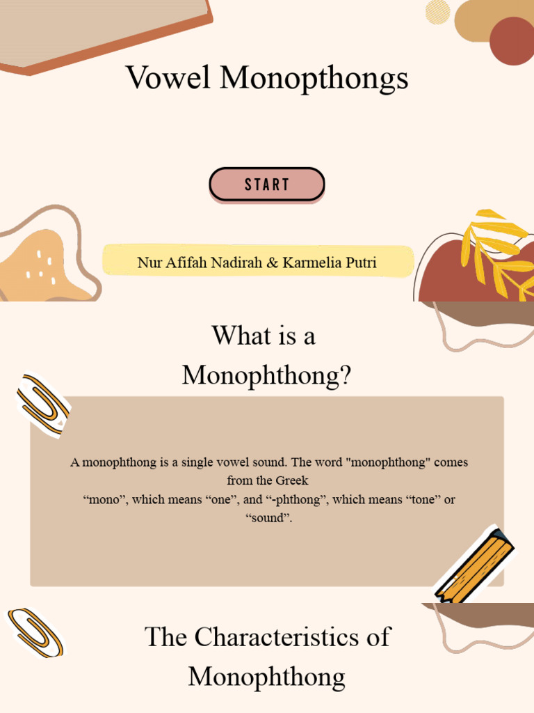 Vowel - Monopthong | PDF