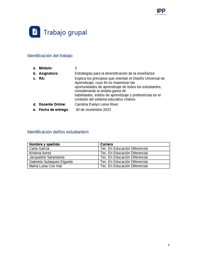 Grupo N°5 - TG - M3 - Estrategias para La Diversificación de La Enseñanza | PDF | Aprendizaje ...