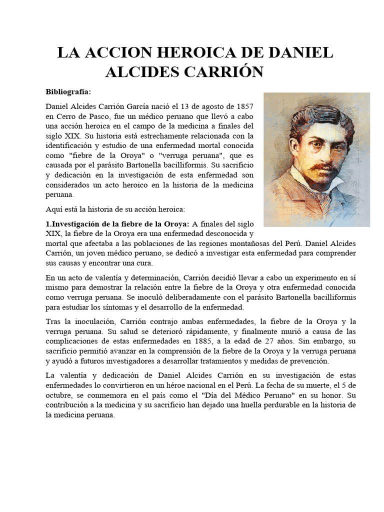 La Accion Heroica de Daniel Alcides Carrión | PDF