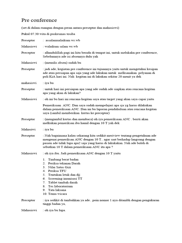 Pre dan Post Conference Kegiatan ANC | PDF
